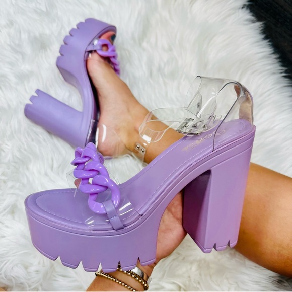 Shoes | Lavender Chain Platform Heel | Poshmark